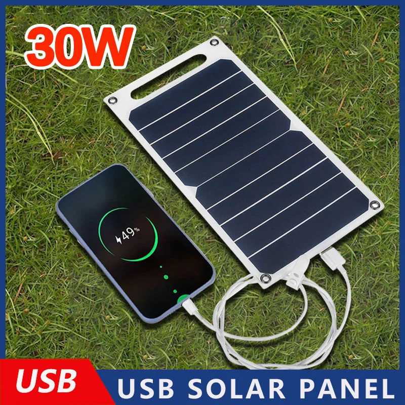 30W Foldable Portable Solar Plate 5V Mini USB Solar Power Bank Outdoor ...
