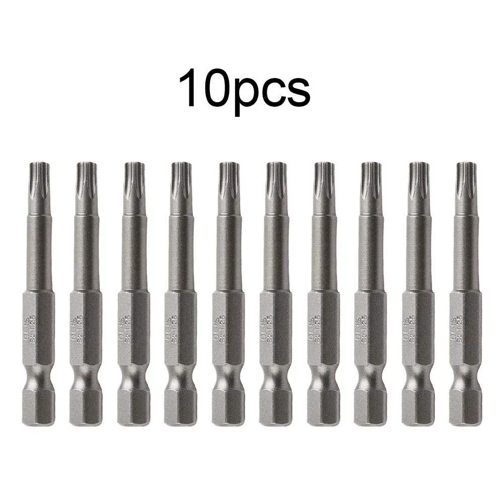 10Pcs Alloy Steel 50mm Long Torx Screwdriver Bit 6.35mm Hexagon Handle ...