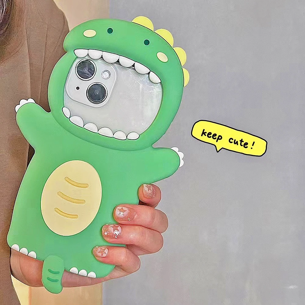 3D-Super-Cute-Cartoon-Hollow-Out-Large-Mouth-Dinosaur-Phone-Case-For ...