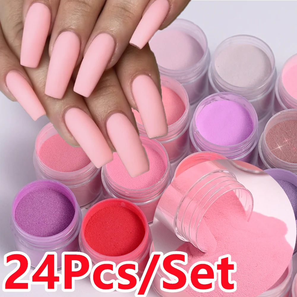 24 Colors Solid Nude Nail Acrylic Powders Extension/Carving/Dipping ...