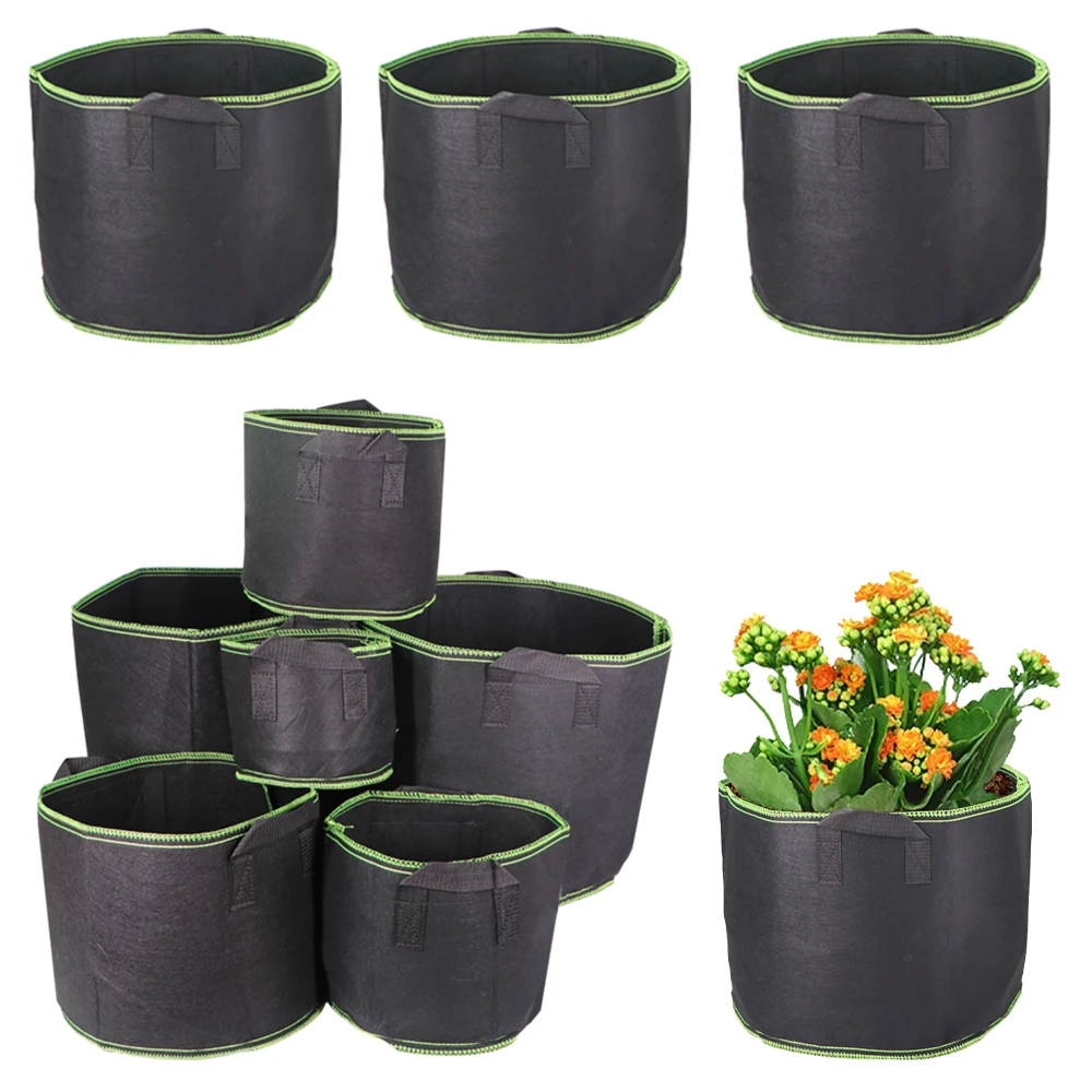 Plant-Grow-Bags-with-Handles-Cylindrical-Fabric-Pots-Vegetables-Outdoor ...