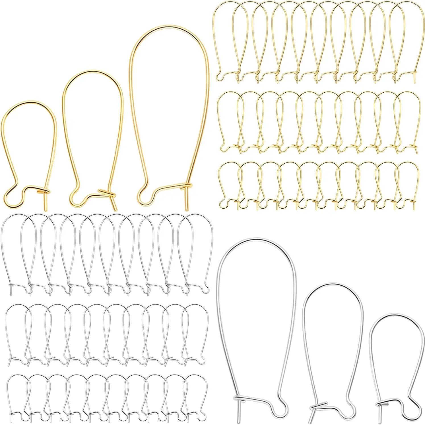 50Pcs-10X20mm-12X25mm-Hypoallergenic-Stainless-Steel-Kidney-Closable ...