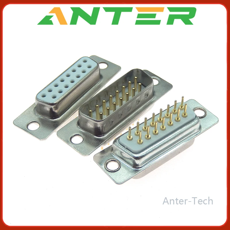 1PCS-D-SUB-Gold-plated-3u-DB15-DIP-15-Pin-Round-PCB-Straight-Connector ...