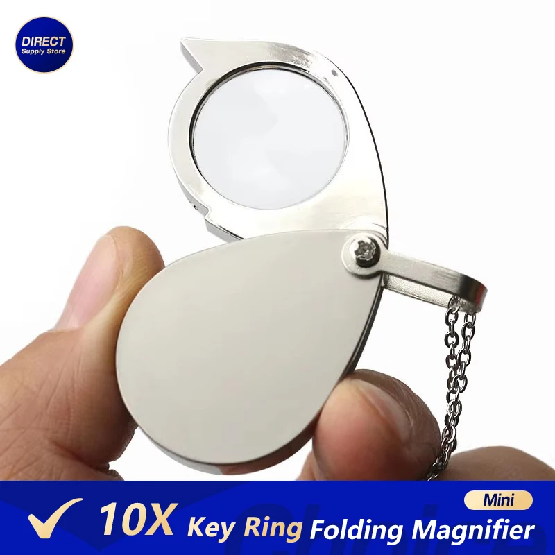 Mini-Portable-10X-Folding-Key-Ring-Magnifier-With-Chain-Daily-Hand ...