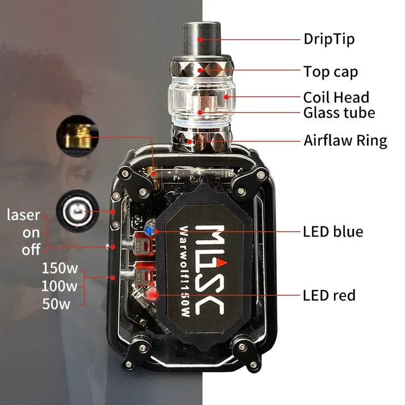 Wolf Warriors 150w Box VAPE Kit 2200mAh Battery Huge Vapor Box Mod ...