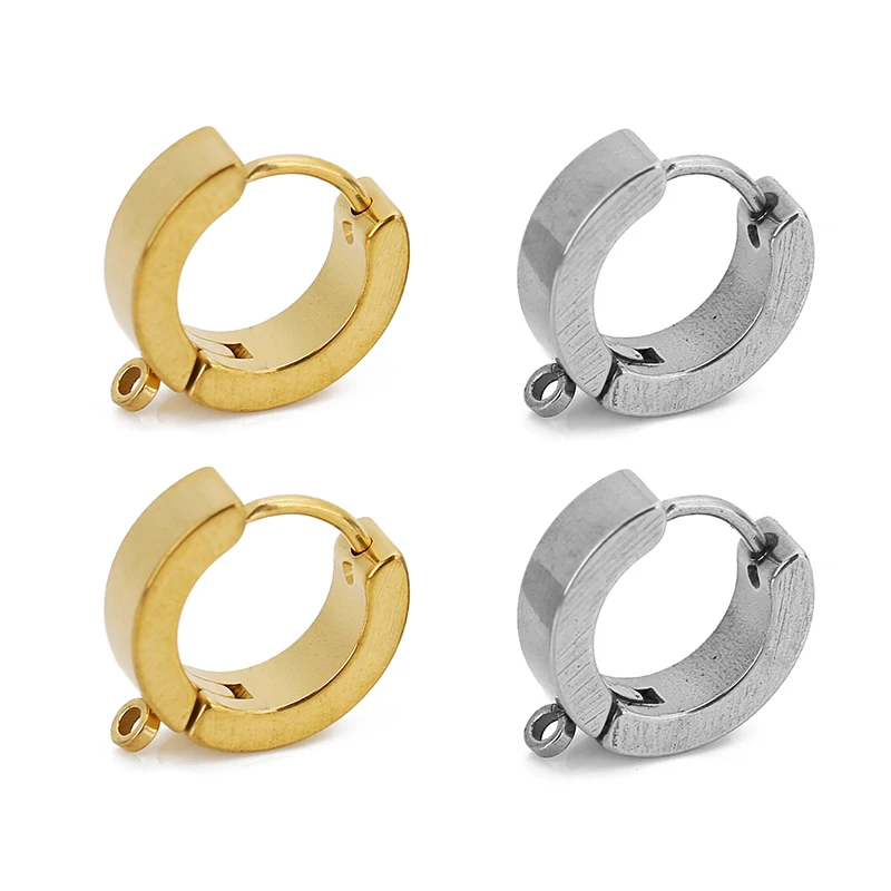 10pcs Stainless Steel PVD Round Ear Post Hoop Earring Hooks for DIY ...