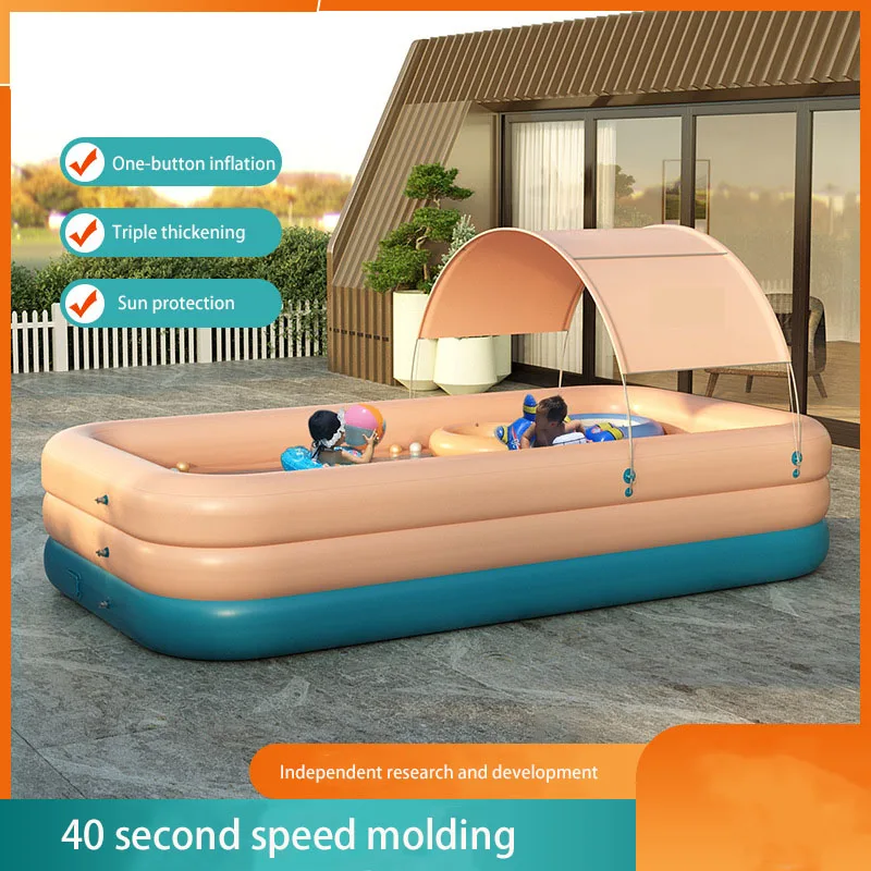 Shaded Pool with Shed Inflatable Swimming Pool Home Baby Children's ...