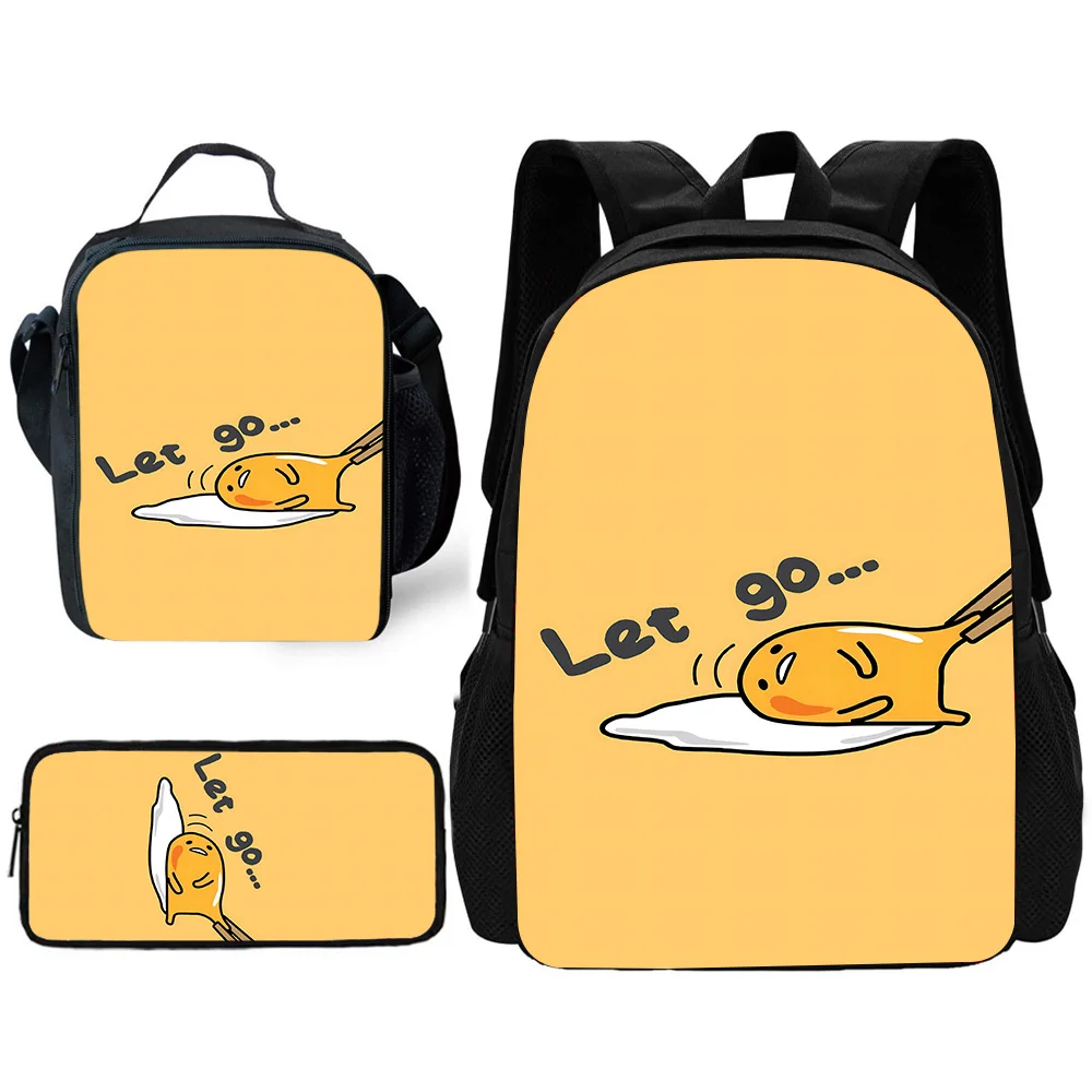 Cute-Gudetamas-Lazy-Egg-Child-School-Backpack-with-Lunch-Bags-Pencil ...