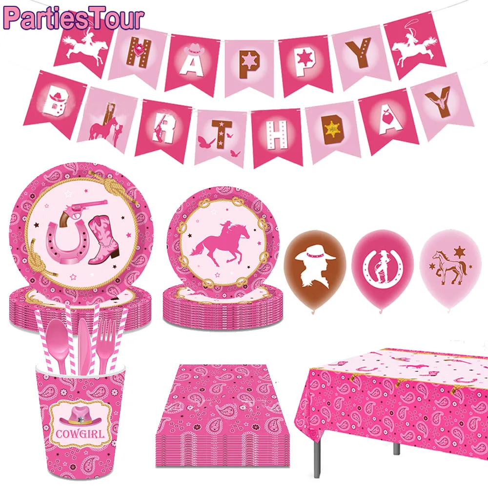 Western-Cowgirl-Theme-Birthday-Party-Decorations-Pink-Brown-for-Girls ...