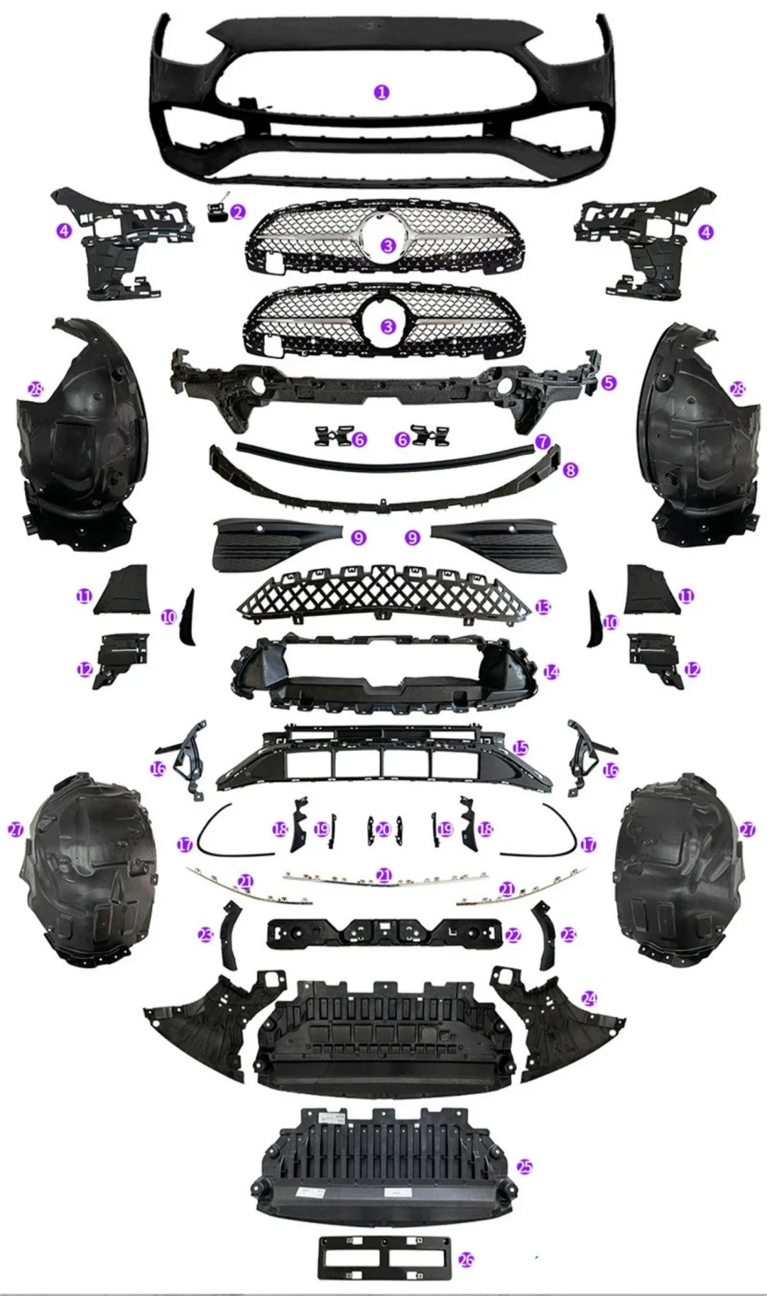 Body-Kit-Front-bumper-Grill-Mask-for-Mercedes-Benz-C-class-W206-sport ...