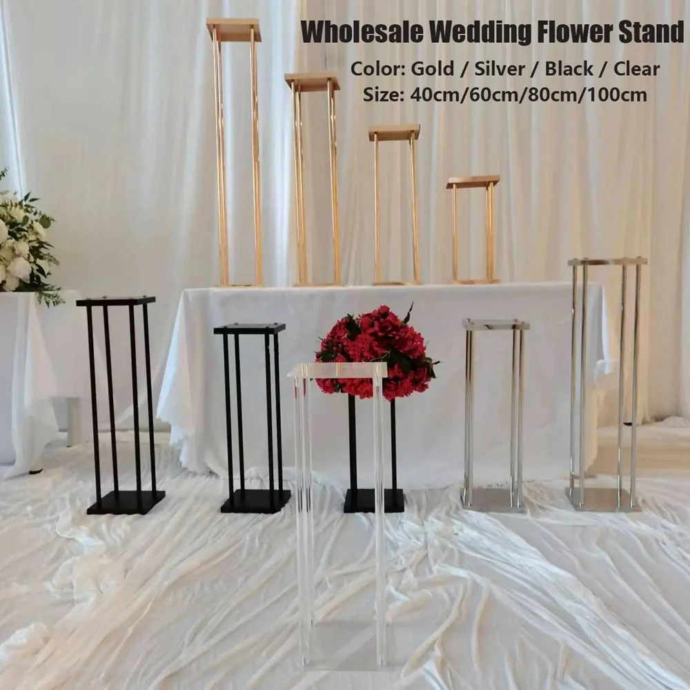 4-10pcs)40-100cm) Rectangle Wedding Flower Racks Gold Silver Clear ...