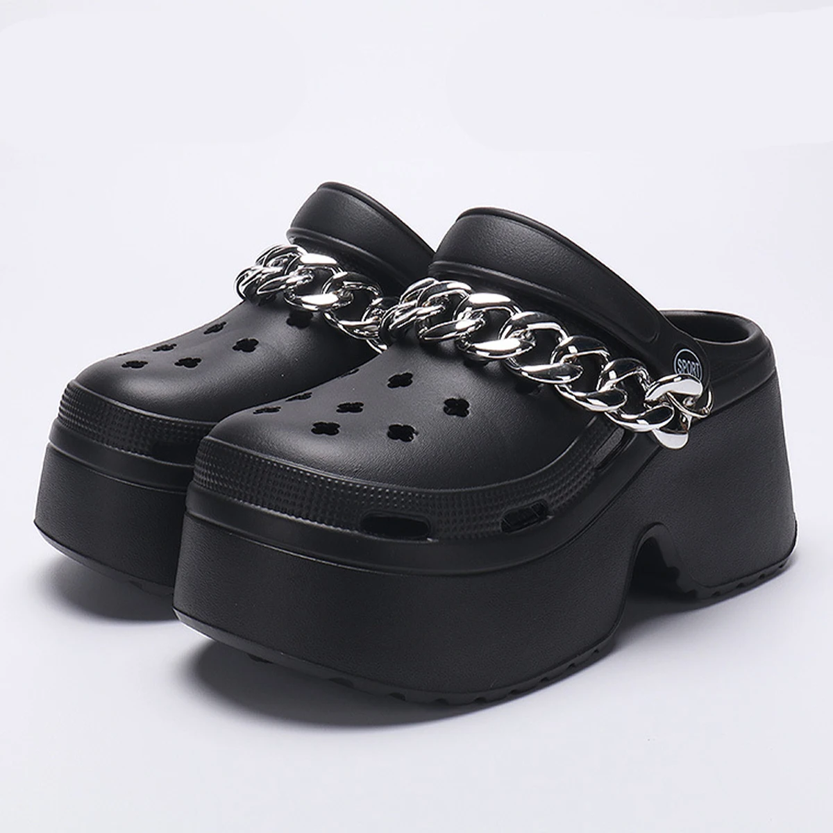 New-Sandal-Slippers-DIY-Silver-Chains-Clogs-Women-Mules-Summer-Beach ...