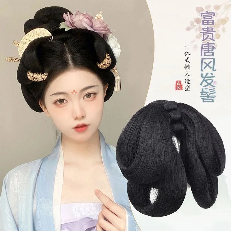 Chinese-Antique-Hanfu-Wig-Bag-Full-Hair-Thread-Back-Head-Spoon-Ancient ...