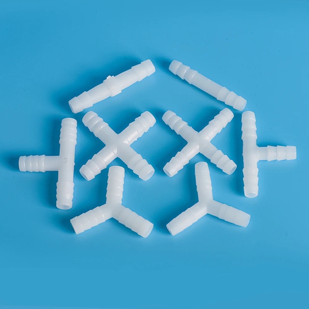 8mm-10mm-Hose-Barb-Tee-Straight-Cross-Y-Shaped-Plastic-Connector-Pipe ...