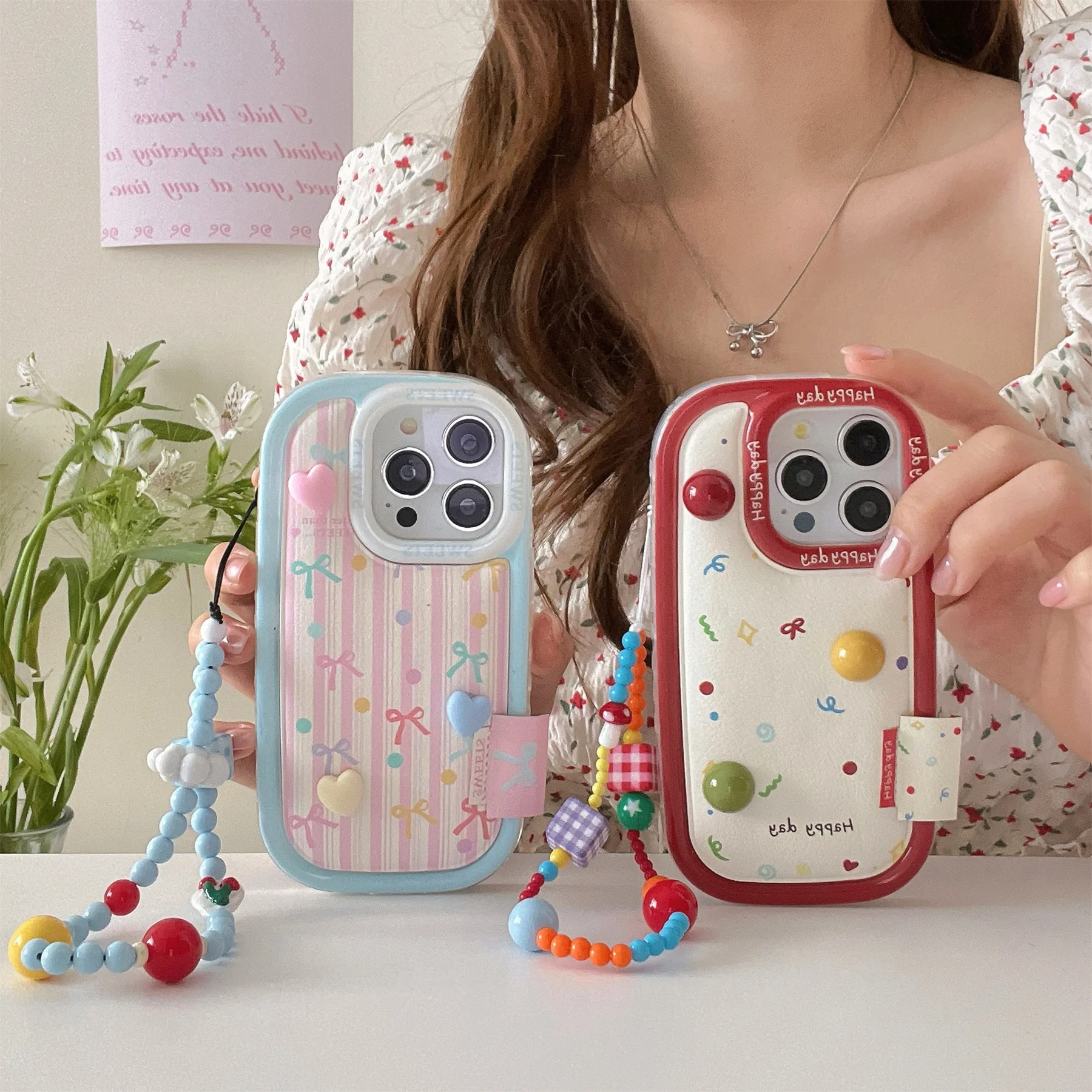 Korean-Cute-Full-Screen-Colorful-Bow-3D-Love-Phone-Case-with-Bracelet ...