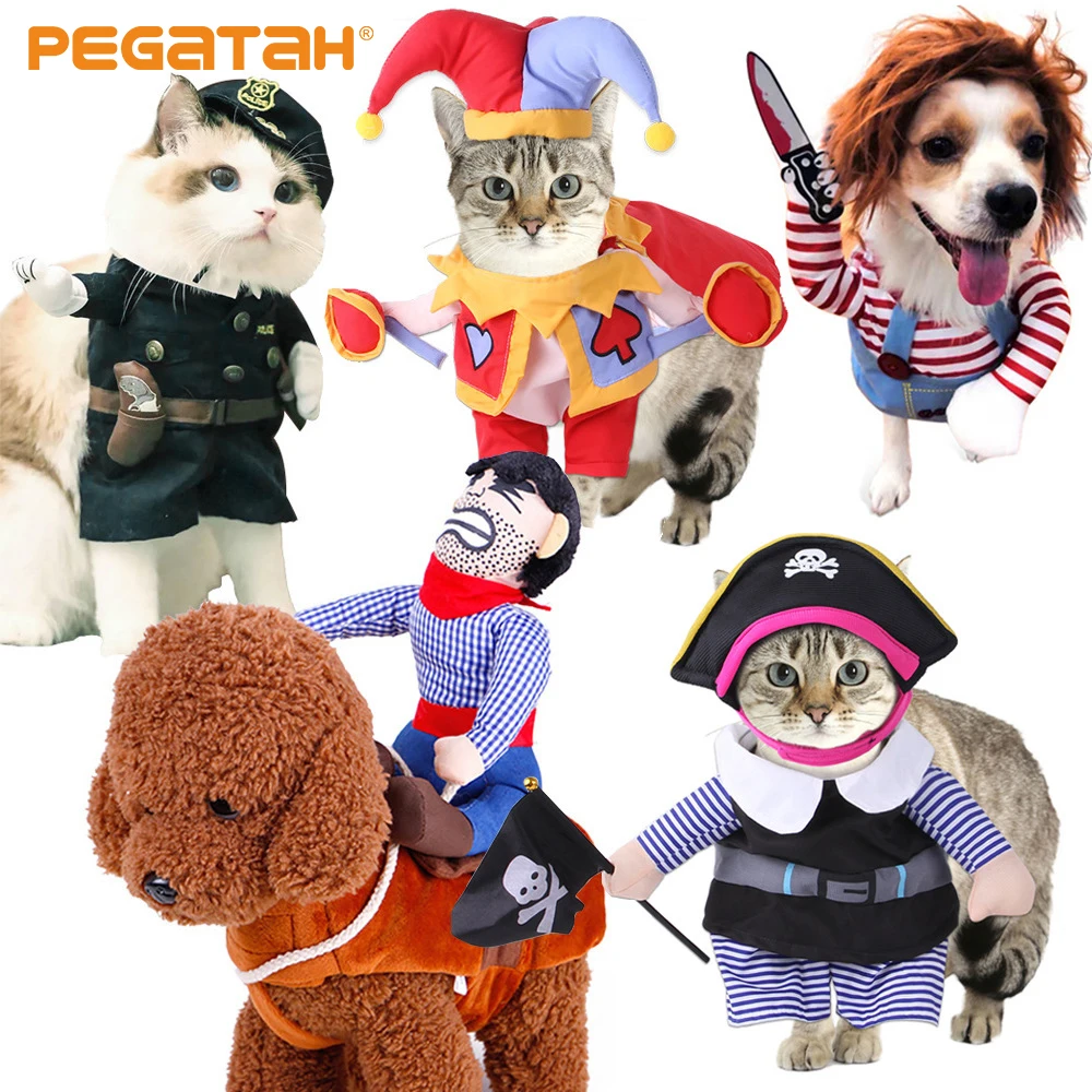 Funny Cat Clothes Dogs Cosplay Costume for a Dog Halloween Comical Cat ...