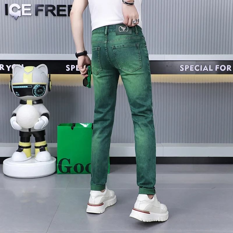 Jeans-stretch-slim-fit-masculino-verde-esmeralda-cal-as-compridas-retas ...