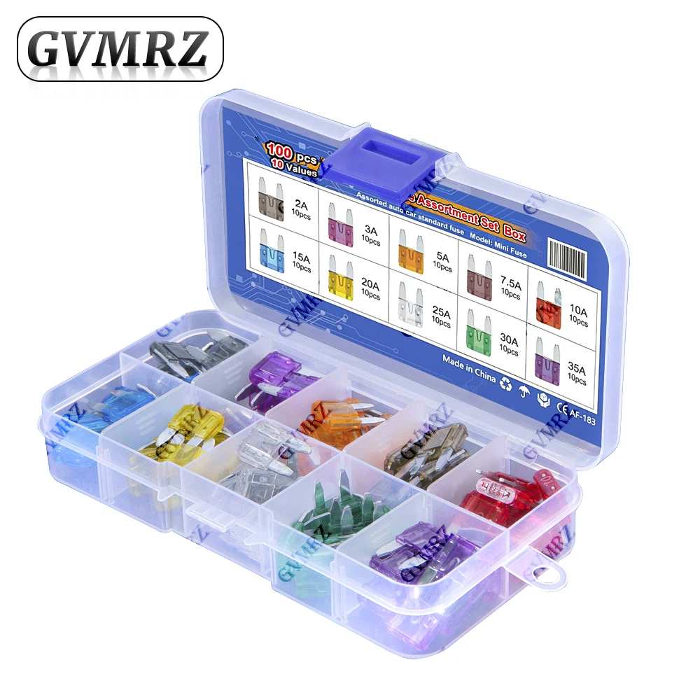 100PCS/BOX 10Values*10PCS Mini Auto Fuse Car Fuse Blade Kit Assortment ...