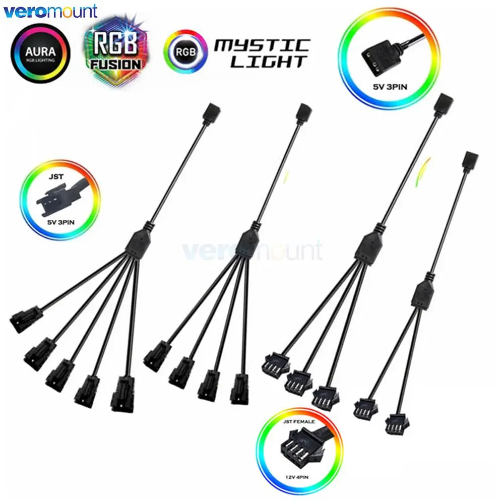 ARGB 3Pin RGB 4Pin AURA SYNC JST SM Female Male Splitter Adapter 30cm ...
