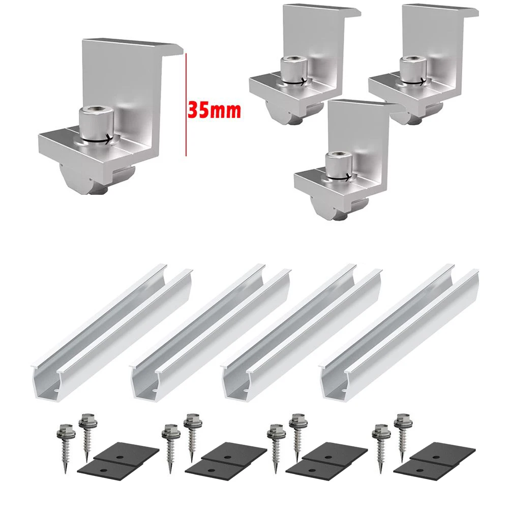 24 세트 태양 전지 패널 광전지 브래킷 장착 레일 Pv 중간 클램프 엔드 클램프 태양 모듈 알루미늄 프로파일 30mm