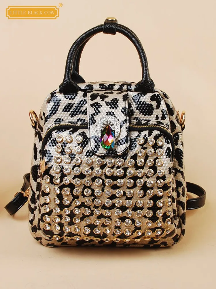 Fashion-Women-Floral-Printed-Pu-Leather-Backpack-Diamonds-Handbag ...