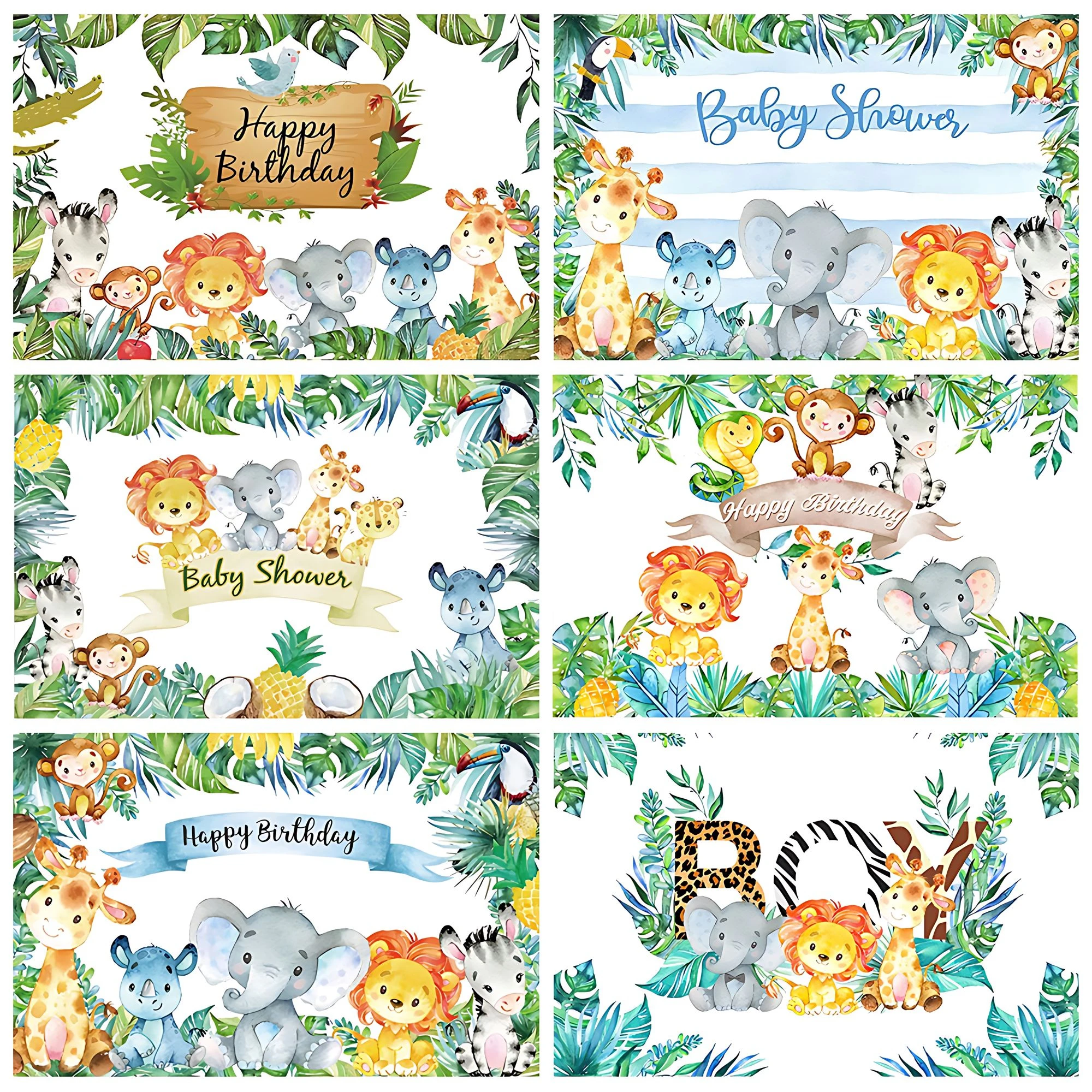 Jungle Animal Theme Background Children Birthday Party Decoration ...