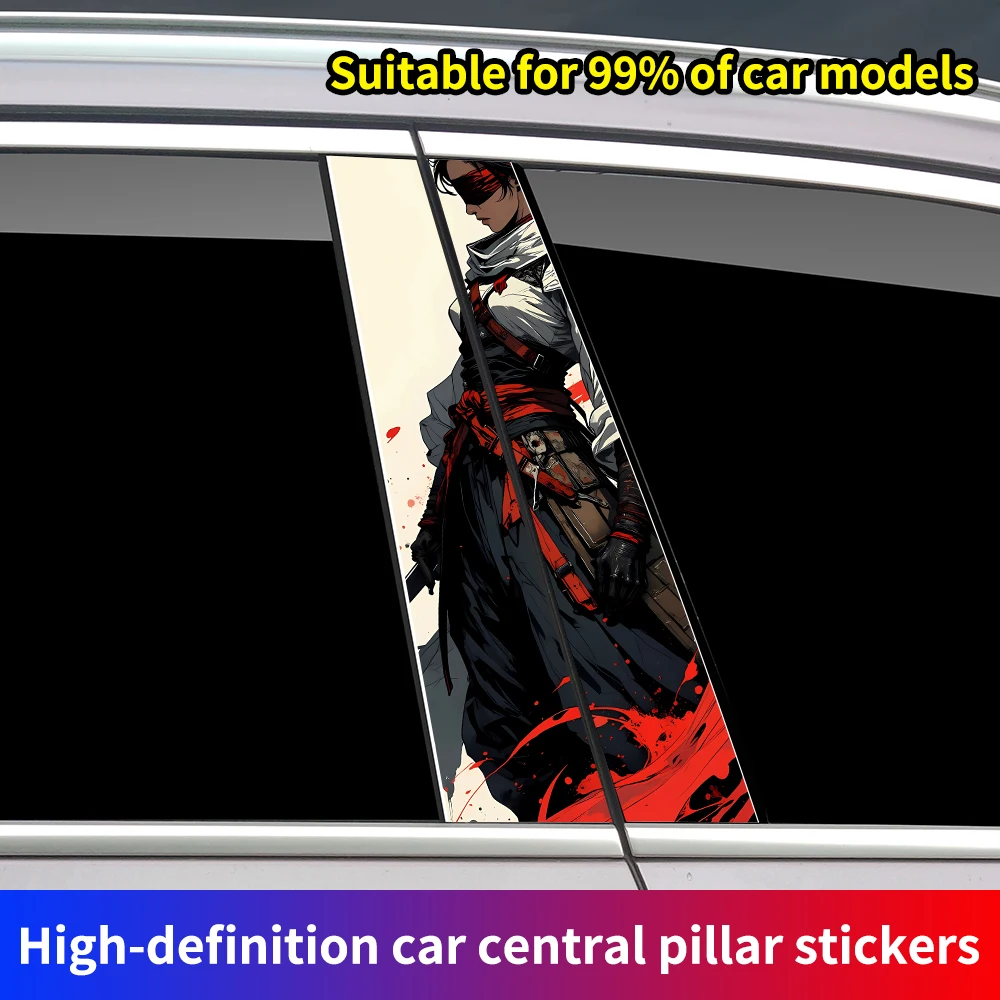 Female Samurai Car Stickers Car B-pillar Decal Waterproof Stickers Auto ...