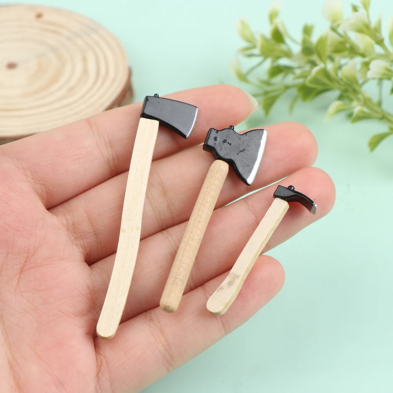 3-PCS-Mini-Wood-Metal-Hatchet-Axe-for-1-12-Dollhouse-Miniature-Fairy ...