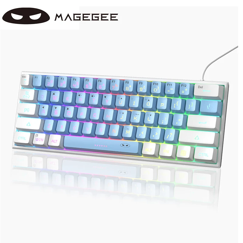MageGee TS91 60% Mini Membrane USB Keyboard, 61 Key Wired RGB Backlit ...