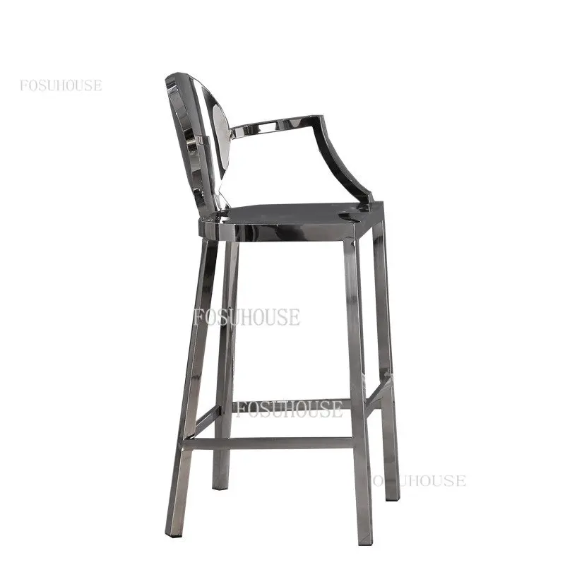 Nordic-Bar-Chair-Modern-Stainless-Steel-Silver-High-Chair-Feet-Stool ...