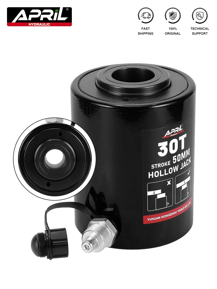 Hydraulic-Hollow-Plunger-Jack-30ton-50mm-Hollow-Plunger-Ram-Hydraulic ...