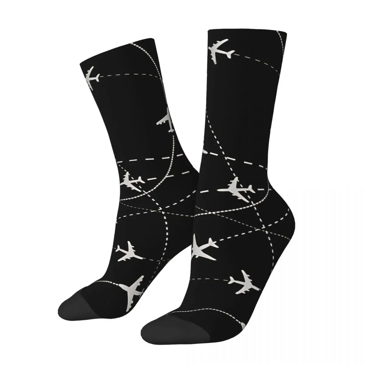 Airplane-Airport-Sign-Night-Flight-Routes-Men-Women-Socks-Outdoor ...