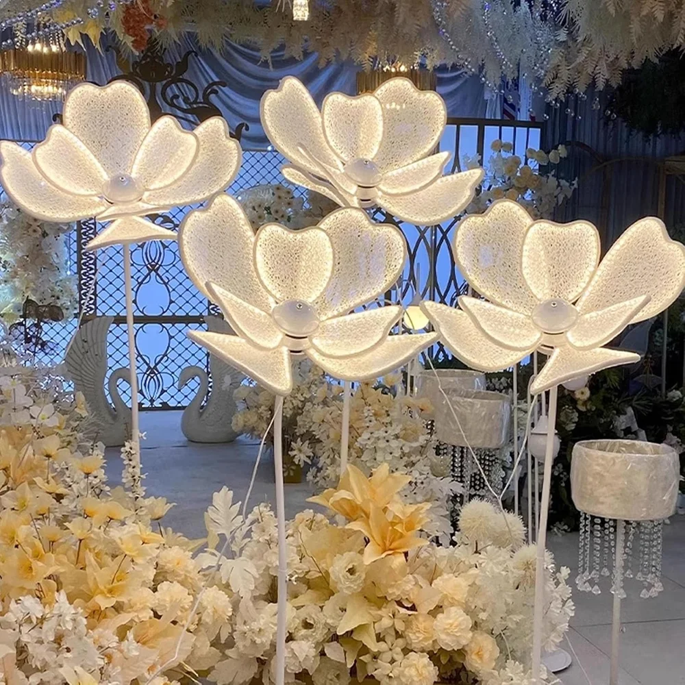 Wedding-decoration-luminous-lantern-LED-white-lace-flower-decoration ...