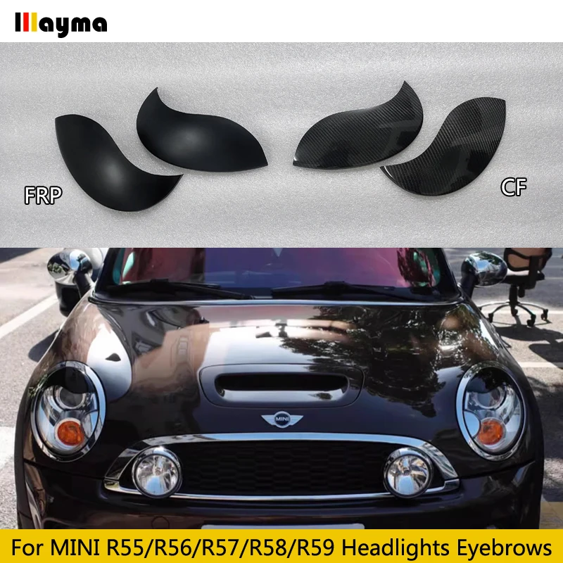 Carbon-Fiber-Car-Headlight-Eyebrows-Cover-FRP-Angry-Eyelids-For-MINI ...