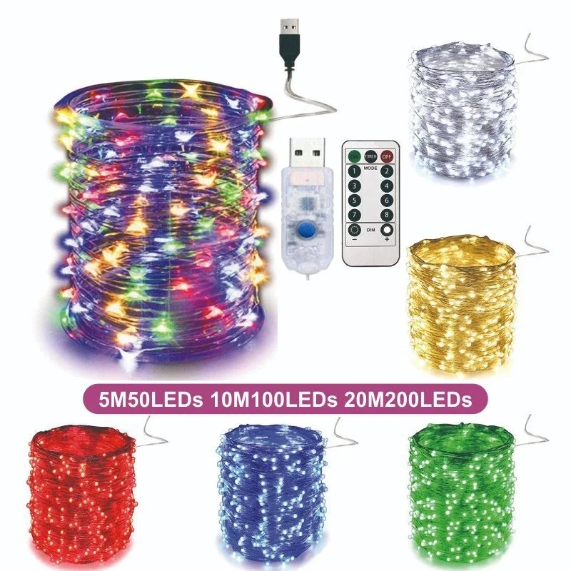 USB-Remote-Control-Copper-Wire-Low-Voltage-Light-String-5-30M-300-Light ...