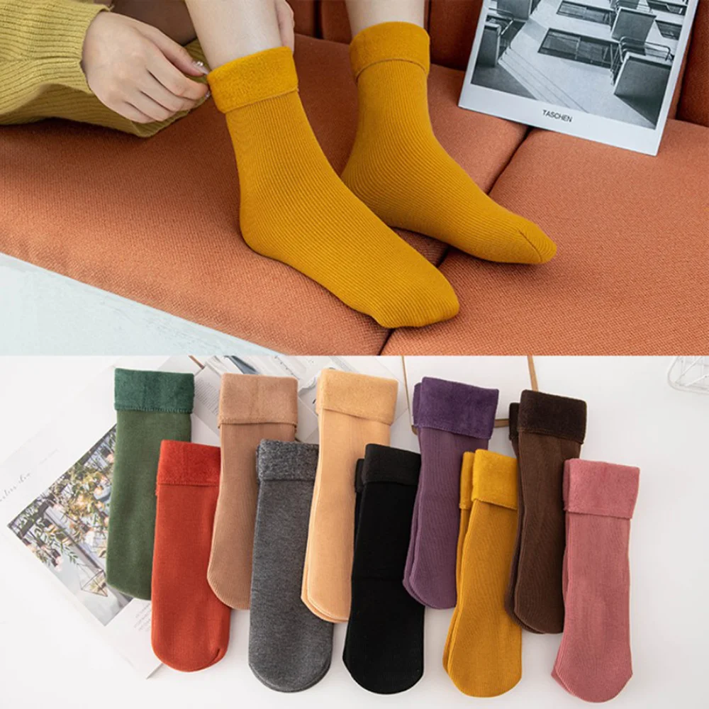 Women/men Winter Snow Boots Socks Warm Middle-tube Socks Thicken ...