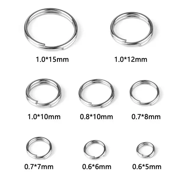 100pcs/lot 5-15mm Stainless Steel Open Double Jump Rings for DIY Key ...
