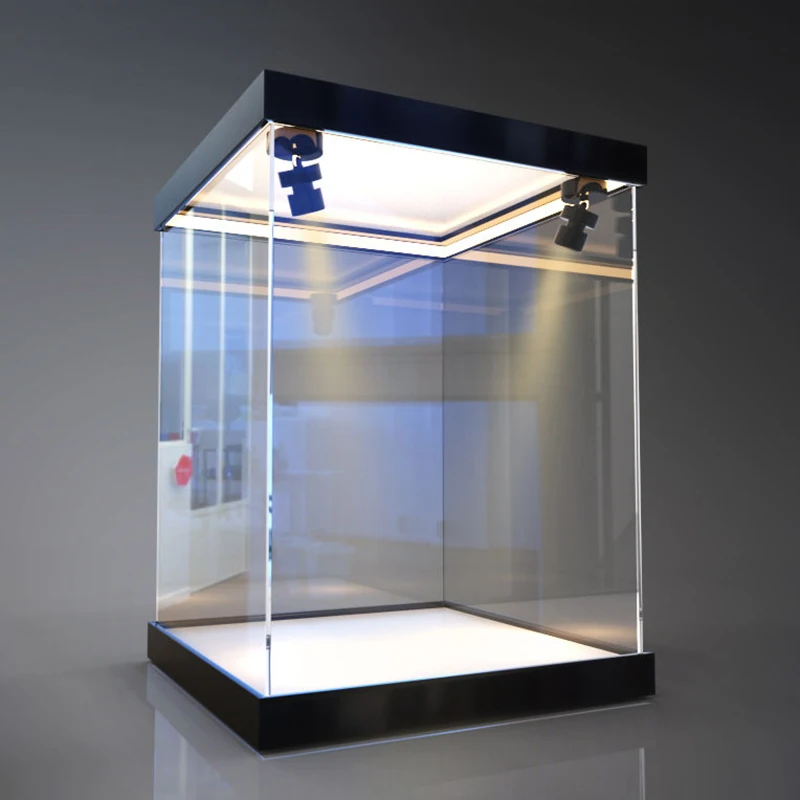 Acrylic-Display-Case-with-Light-w-h-Door-Assemble-Storage-Box-Organizer ...