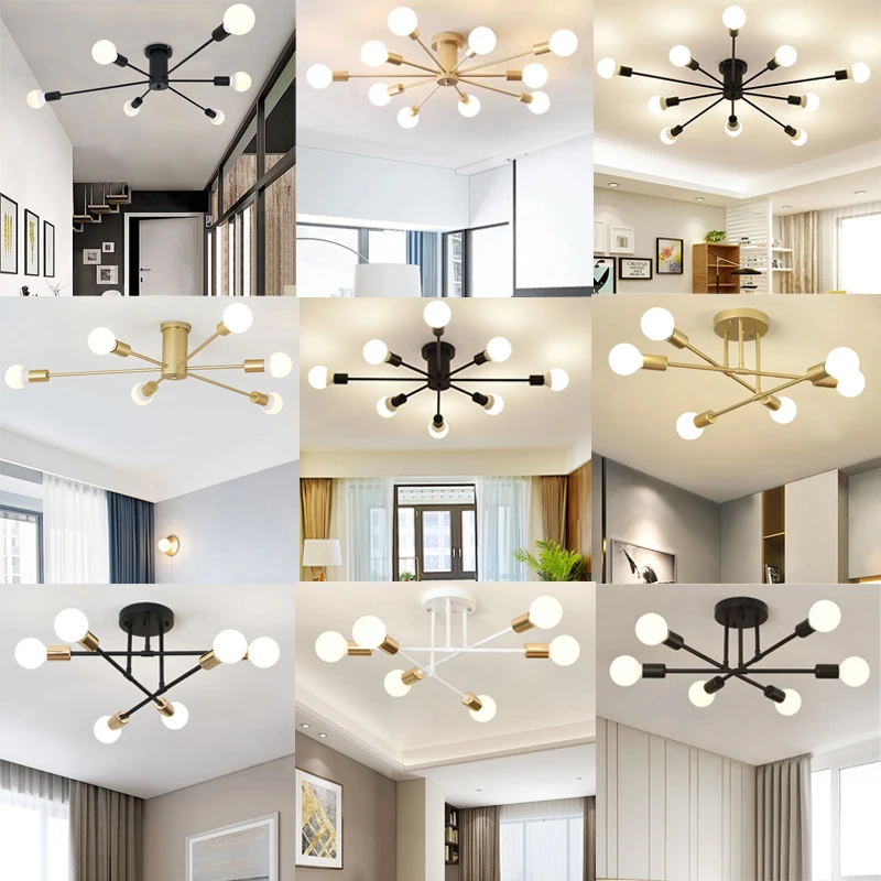 Modern Sputnik Ceiling Chandelier Satellite Hanging Lamp Lustre Light ...