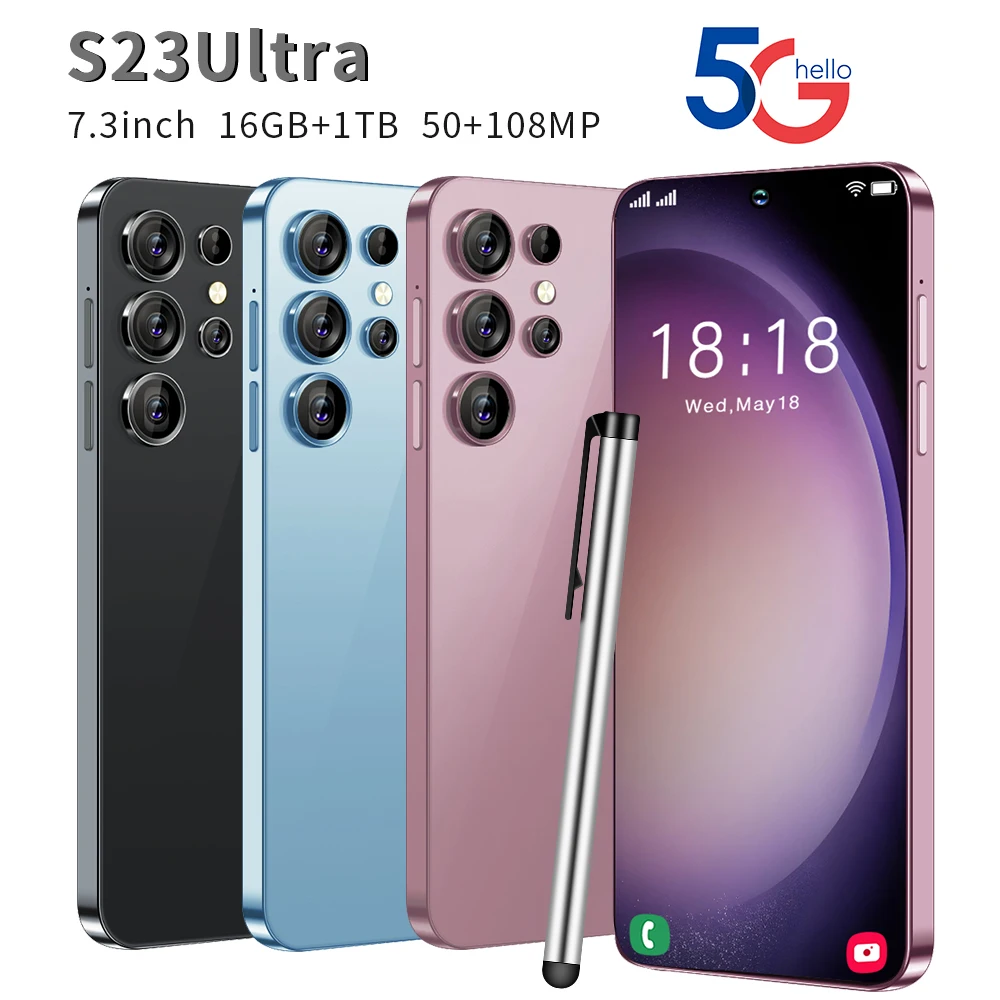 S23 Ultra Original Celular, 7.3 Polegada, HD, Tela Cheia, Face ID, 16GB ...