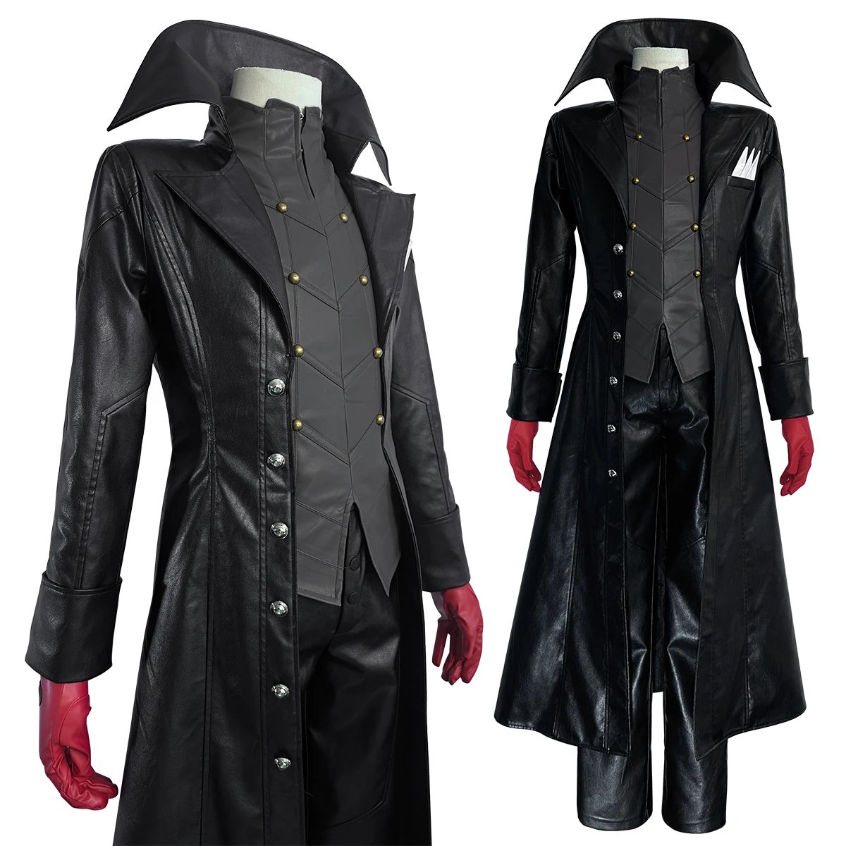 HOLOUN Ren Amamiya Cosplay Costume Wig Mask P5 Game Joker Faux Leather ...