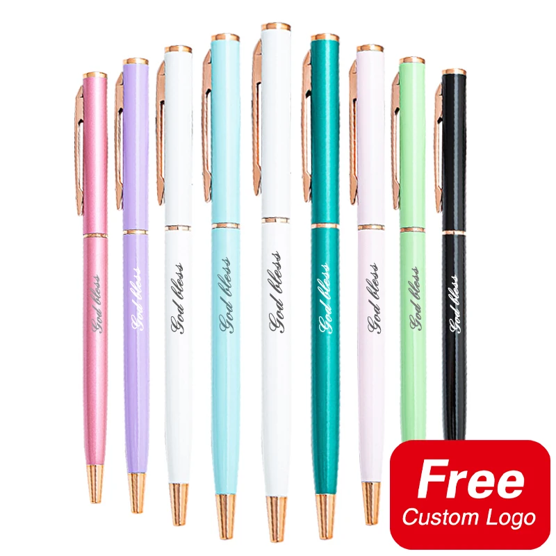 20Pcs-Custom-Logo-Pen-Macaron-Colorful-Metal-Ballpoing-Pens ...