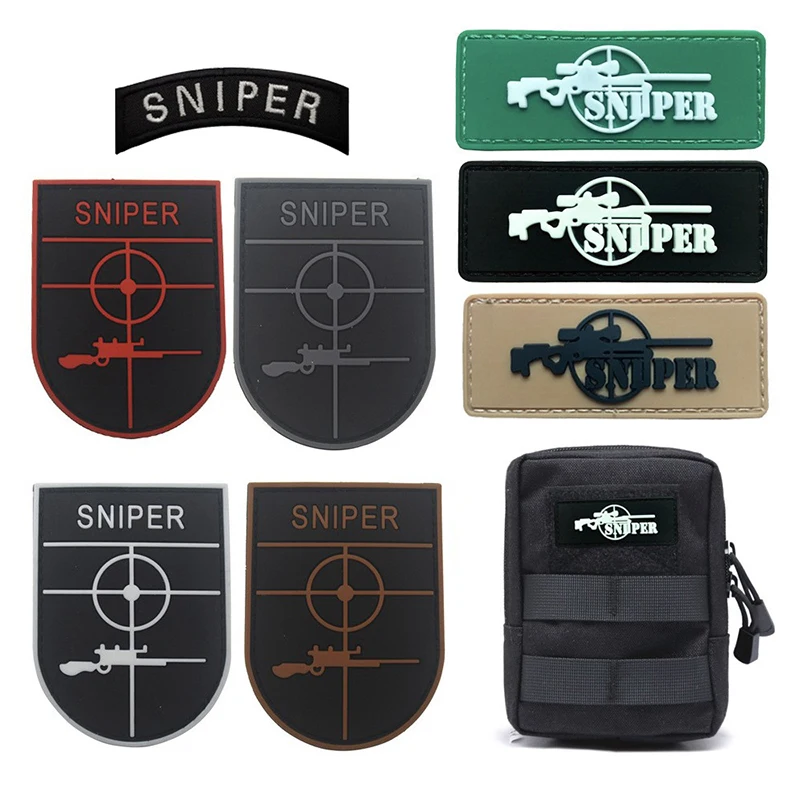 Sniper-Tactical-Military-Army-Morale-Uniform-Fastener-Hook-Emblems-3D-PVC-Gun-Matter-Patches ...