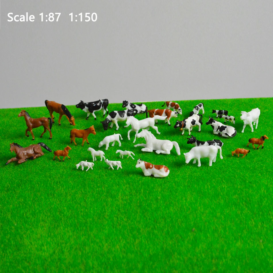 HO/N Scale Model Miniature Horses Cows Farm Animals 1:87 1:150 ABS ...