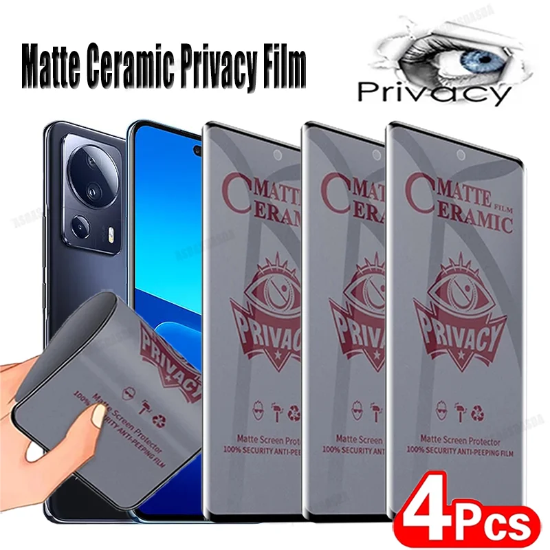 4PCS Matte Privacy Ceramic Screen Protectors For Xiaomi Mi 13 Lite 12X ...
