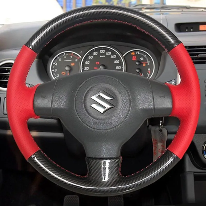 For Suzuki SX4 Alto Old Swift Opel Agila hand-stitched carbon fibre red ...