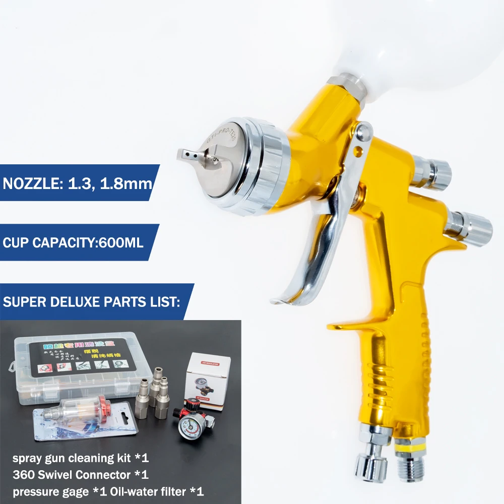 High-Quality-Spray-Gun-For-Cars-1-3-1-8mm-Nozzle-Gold-Painting-Gun-With ...