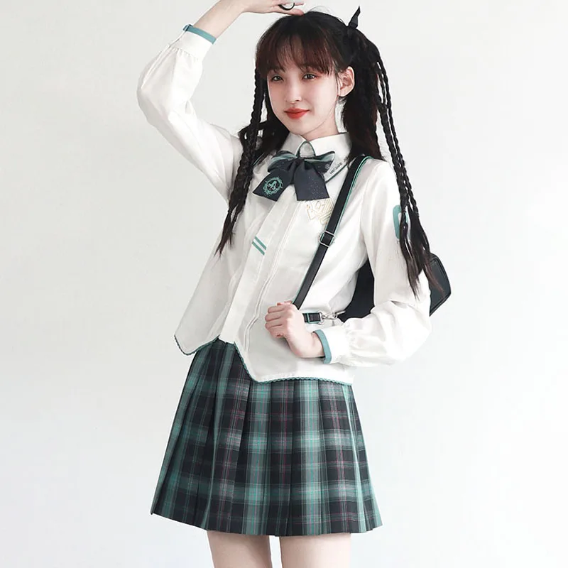 Anime Miku Cosplay Jk Uniform Suit Shirt Blouse Pleated Plaid Skirts ...