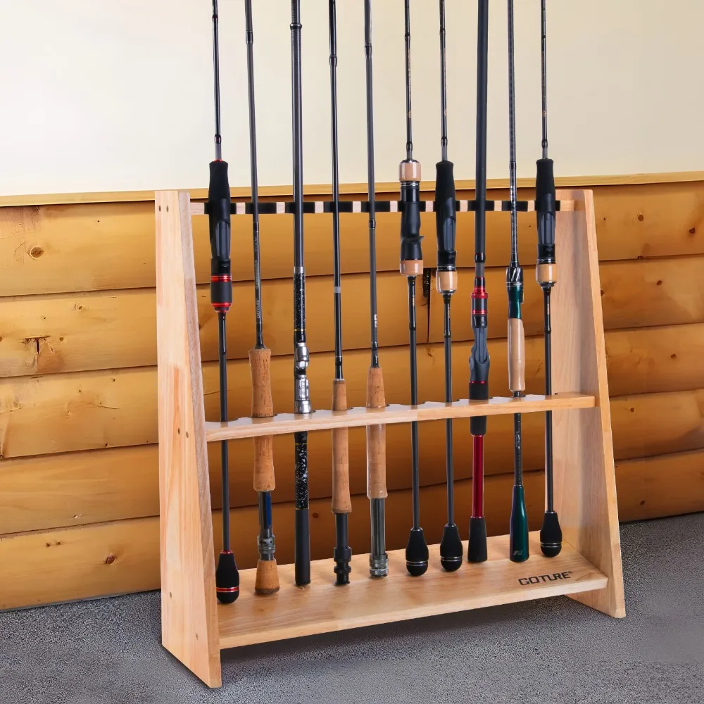 Goture-10Rod-Racks-Fishing-Rod-Holders-Vertical-Natural-Soild ...