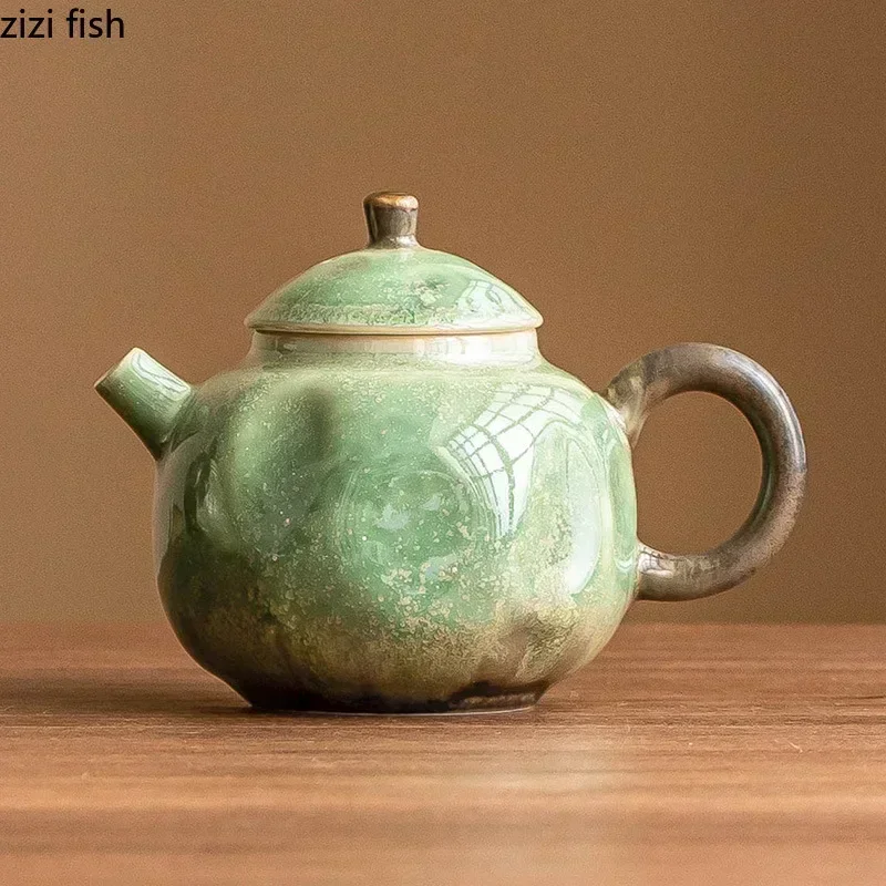 Kiln Changes Green Ceramic Teapot Tea Infuse Tea Kettler Single Pot ...
